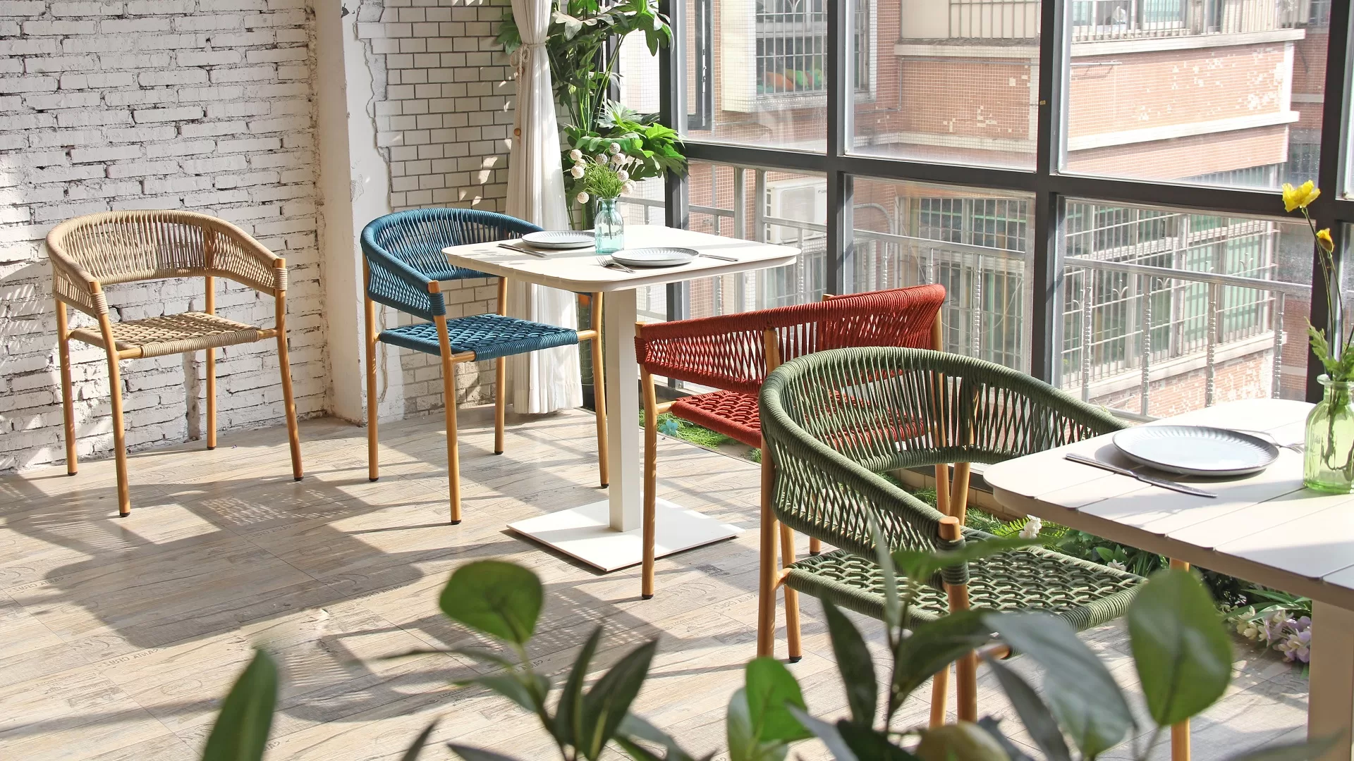 Mediterranean Style Colorful Outdoor Coffee Tables And Chairs: A ...